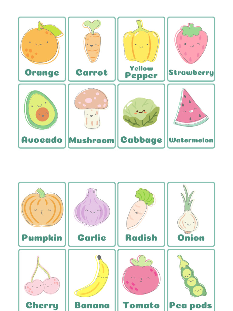 Fruits and Vegetables Flashcards Recurso de EFL | PDF