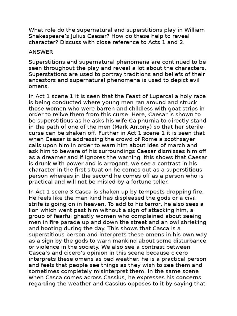 What Role Do The Supernatural and Superstitions Play in William ...