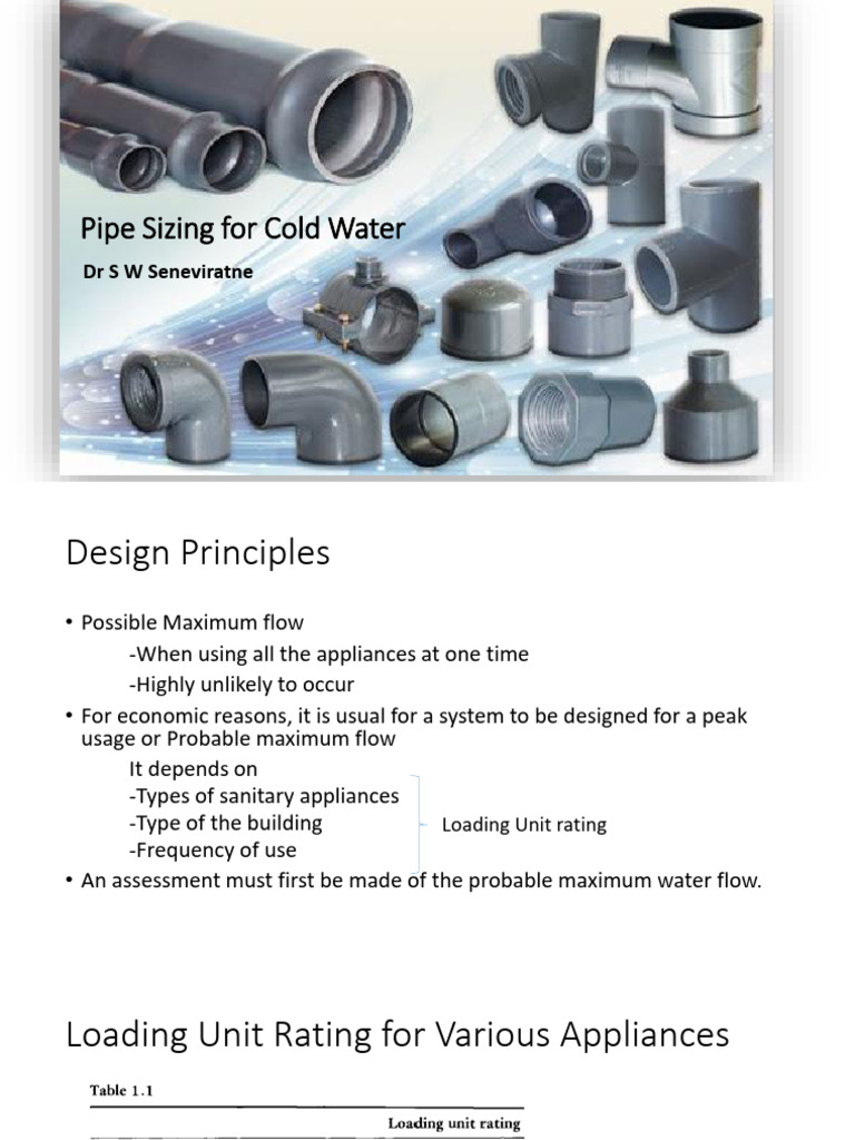 Pipe Sizing For Cold Water A | PDF