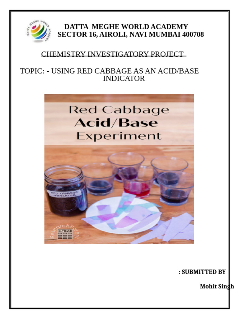 Chemistry Investigatory Project For PH Test | PDF | Ph | Acid