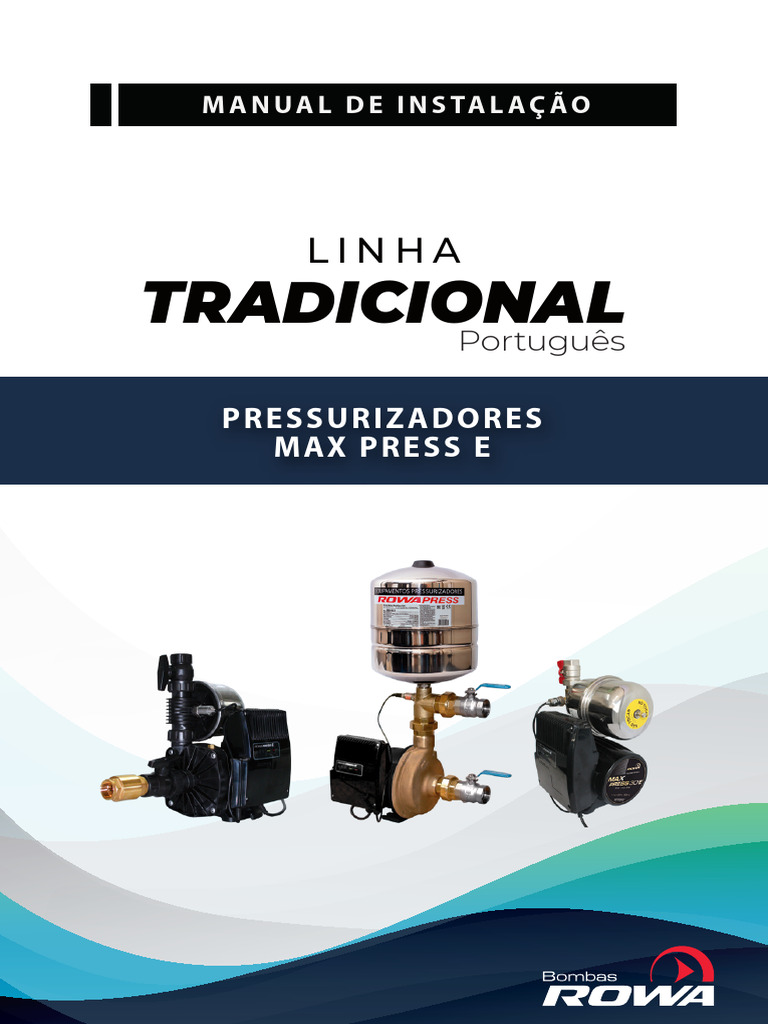 Manual de Instalação Pressurizadores Max Press | PDF | Válvula | Bomba