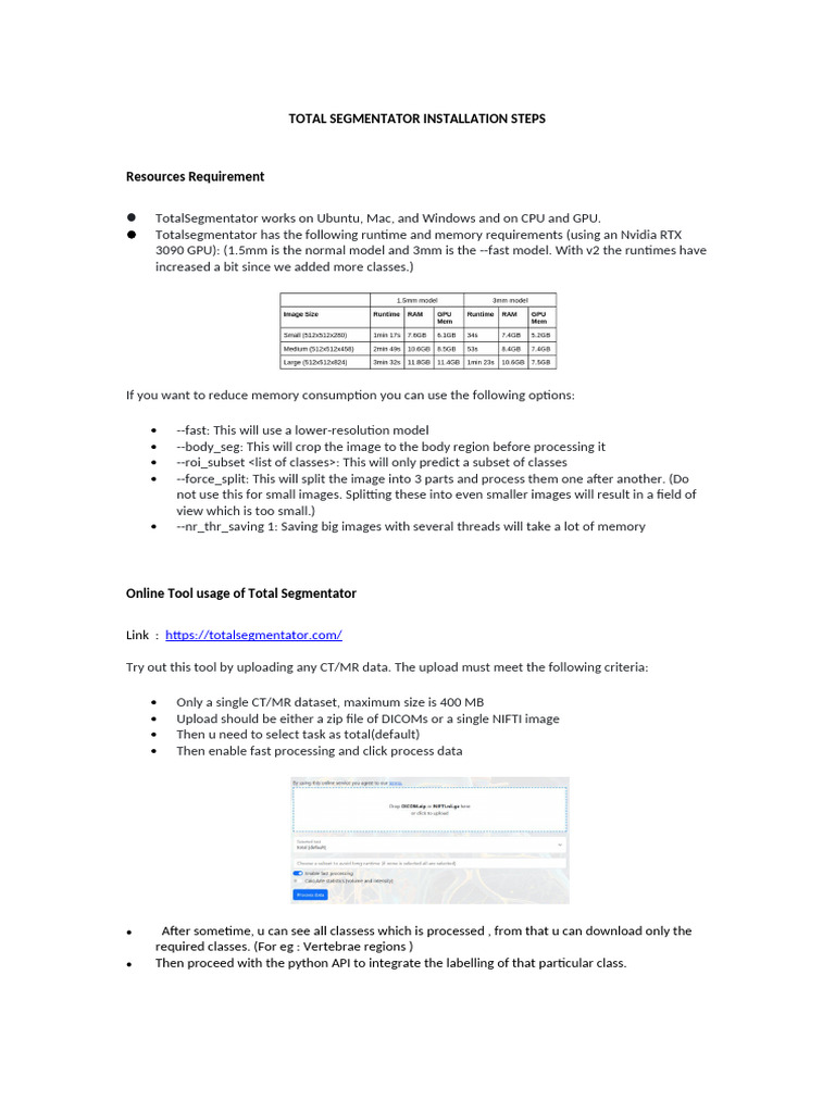 Total Segmentator Installation Steps | PDF | Image Segmentation ...