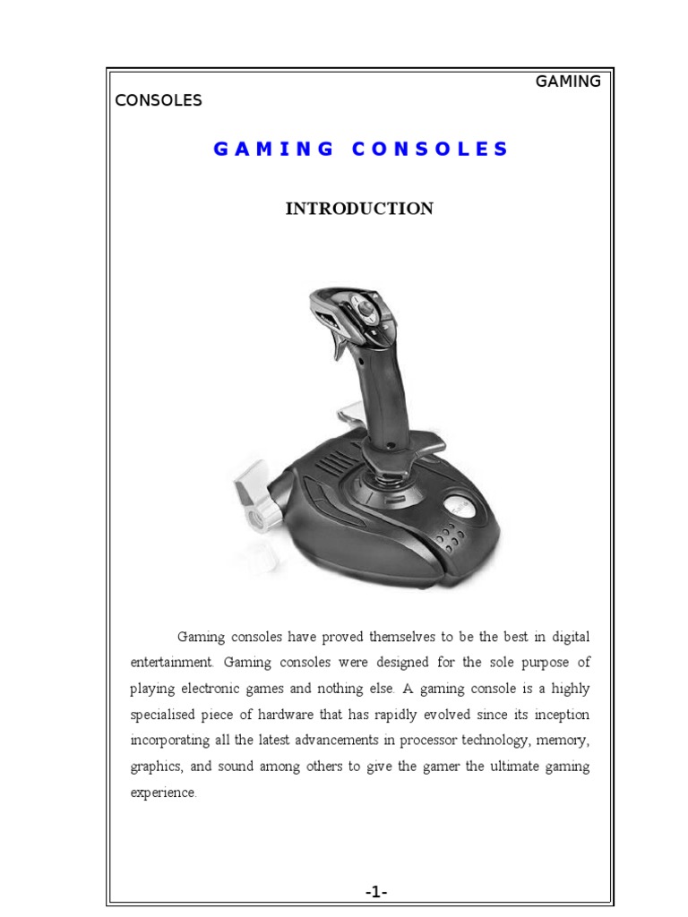 Gaming Consoles Seminar Report | PDF | Video Game Consoles | Xbox (Console)