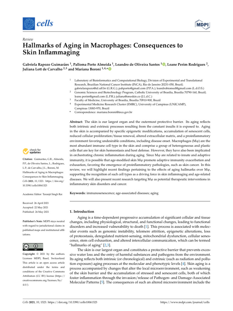Hallmarks of Aging in Macrophages - Consequences To Skin Inflammaging ...