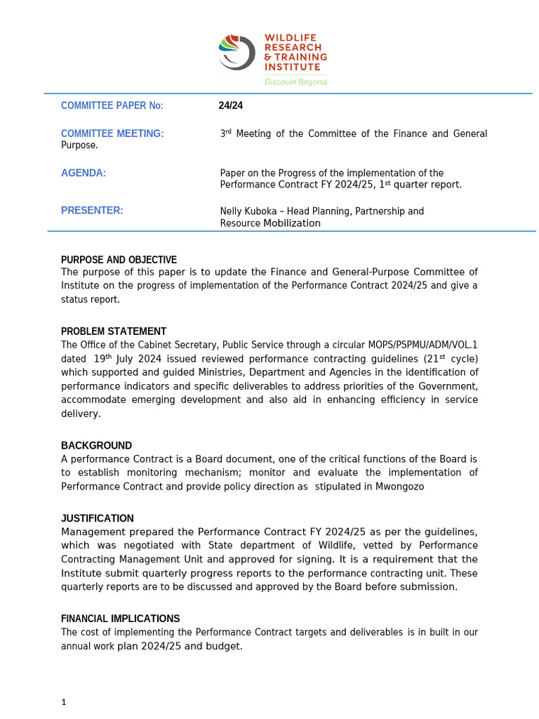 Committee Paper No. 24 - 1st Quarter PC Report | PDF