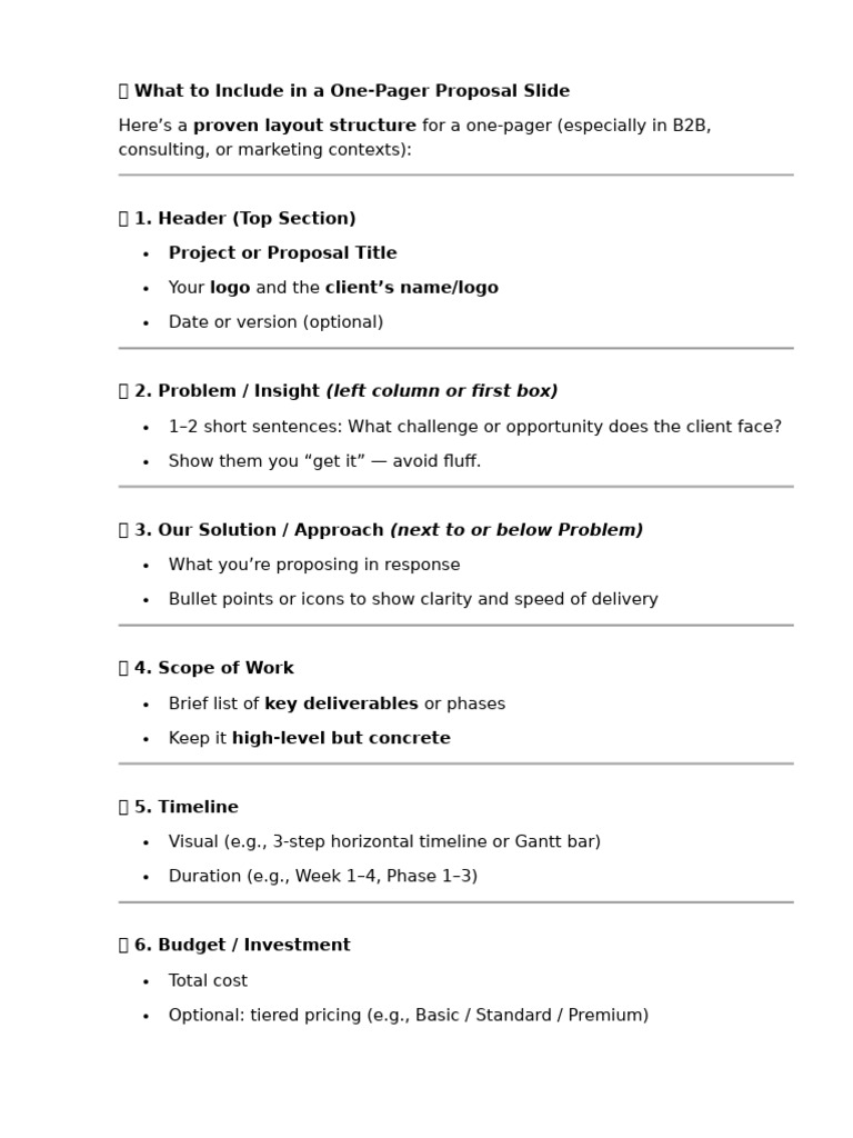 One Pager Propasal | PDF