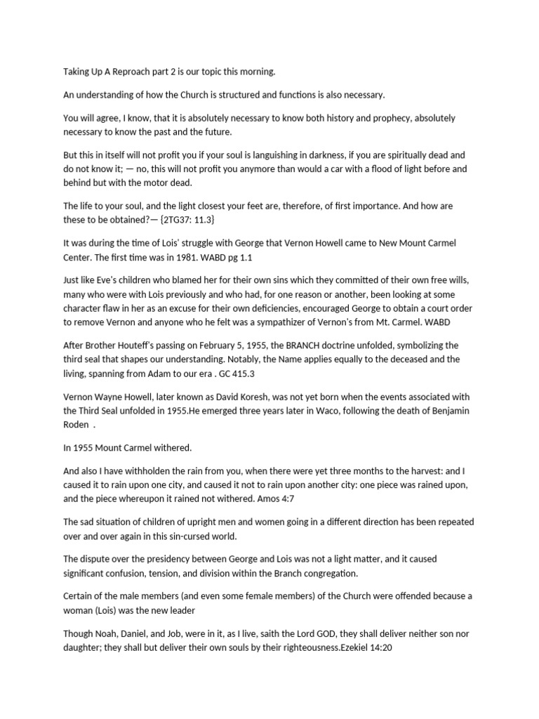 Taking Up A Reproach Part 2 | PDF | Religious Belief And Doctrine