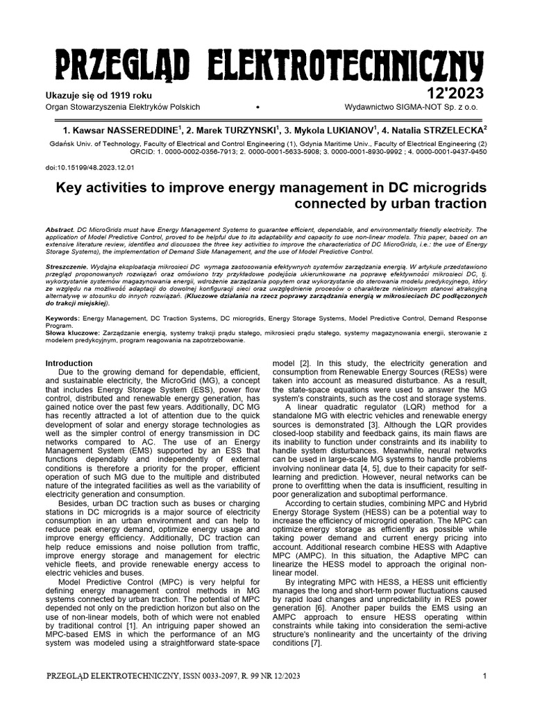Key Activities To Improve Energy Management in DC Microgrids Connected by Urban Traction 86180 ...