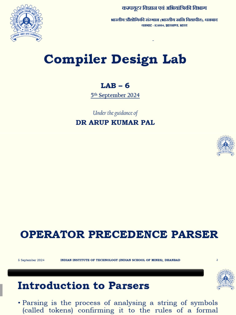 Lab 6 - Operator Precedence Parser | PDF | Parsing | Formalism (Deductive)