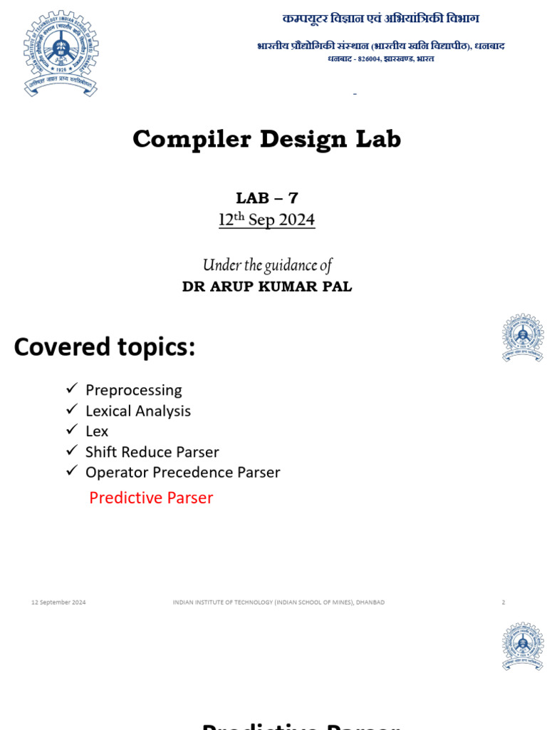 Lab 7 - Predictive Parser - 1 | PDF | Parsing | Syntax (Logic)