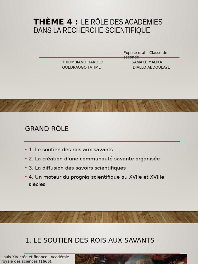 Thème 4:: Le Rôle Des Académies Dans La Recherche Scientifique | PDF