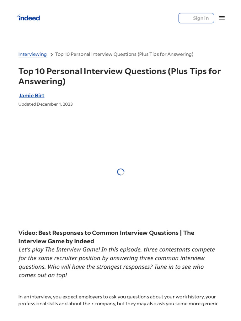 Top Personal Interview Questions & Tips | PDF | Interview | Employment