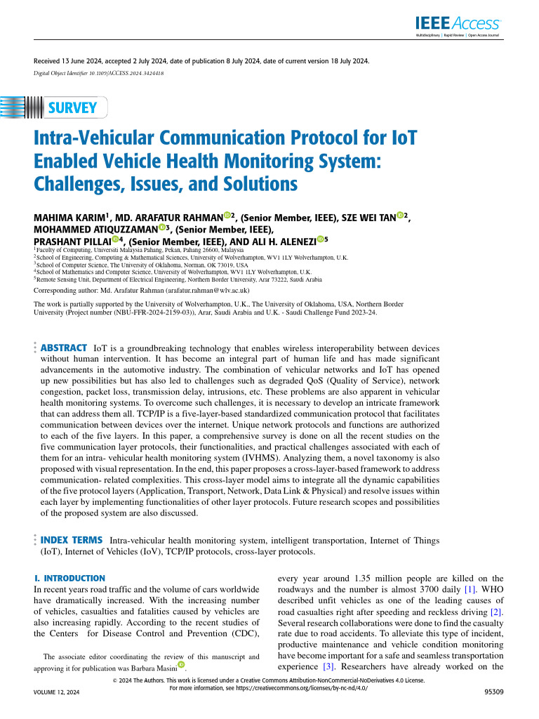 Intra-Vehicular Communication Protocol For IoT Enabled Vehicle Health ...
