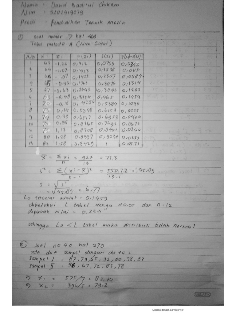 Uji Normalitas Dan Homogenitas Data | PDF