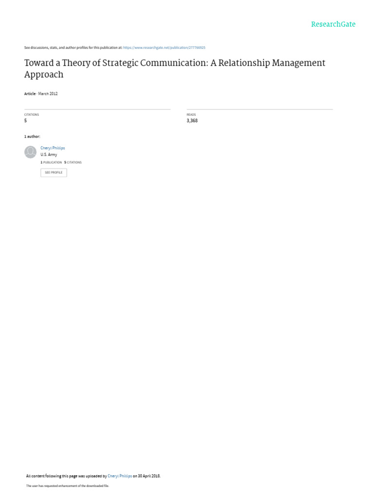 Strategic Communication Theory: Relationship Management | PDF ...