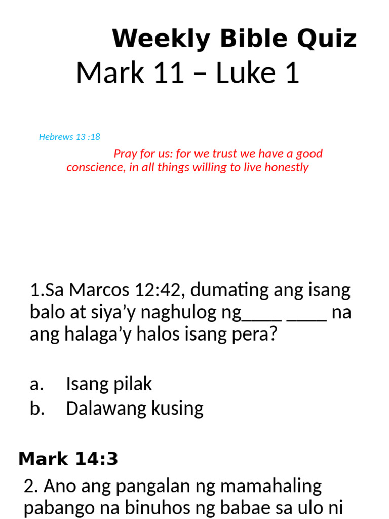 Weekly Bible Quiz | PDF