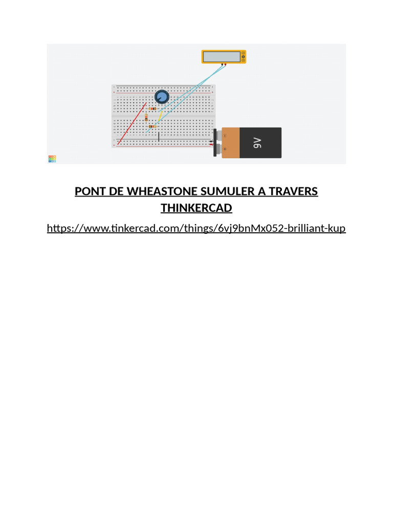 Pont de Wheastone Sumuler A Travers Thinkercad | PDF