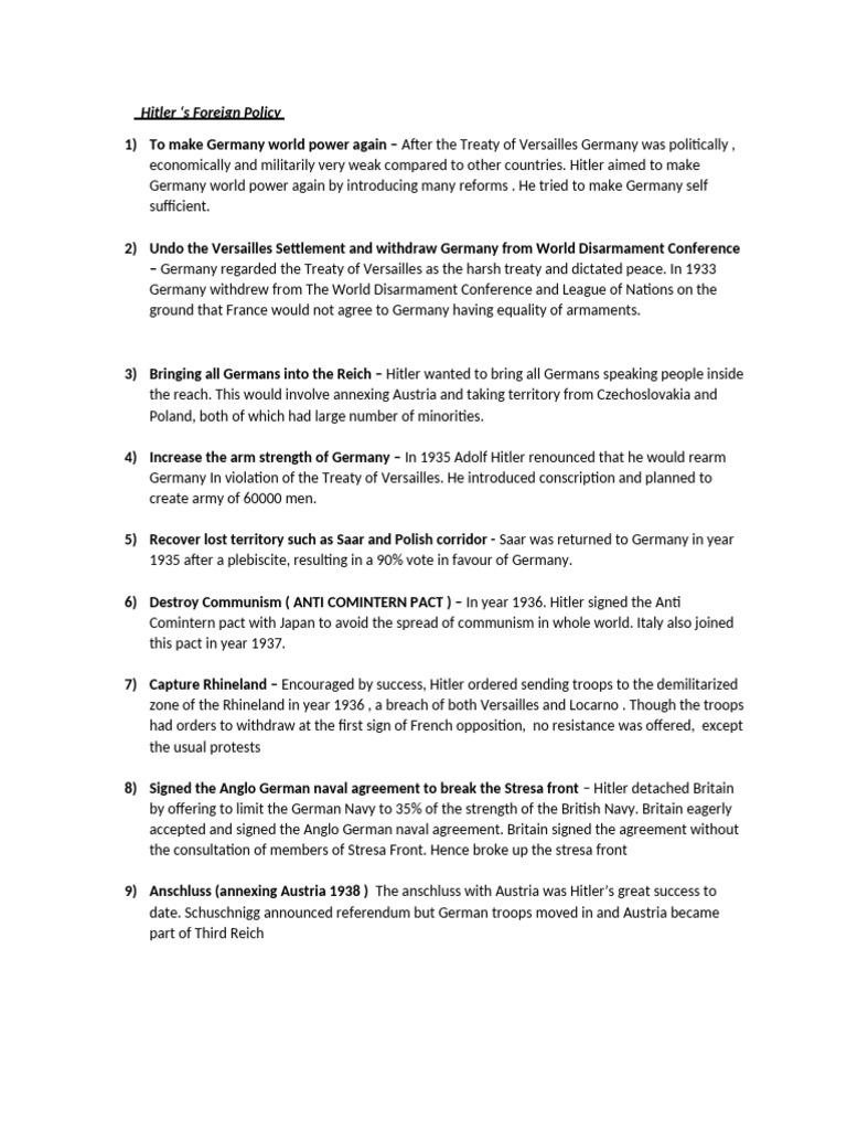 Foreign Policy of Hitler 2 | PDF
