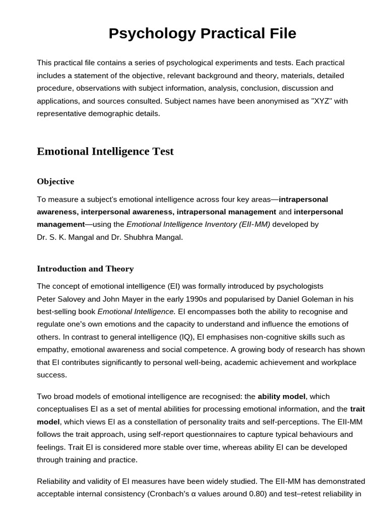 Updated Practical File Long | PDF | Emotional Intelligence | Extraversion And Introversion