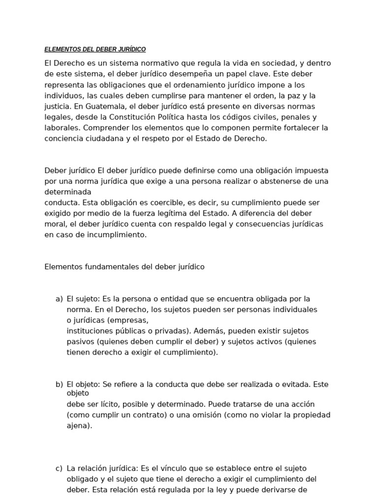 Elementos Del Deber Jurídico | PDF | Filosofía Aplicada | Justicia