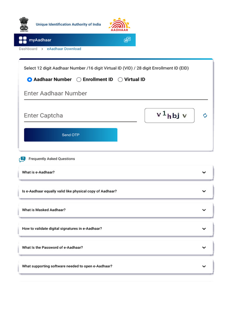 MyAadhaar - Unique Identification Authority of India - Government of ...