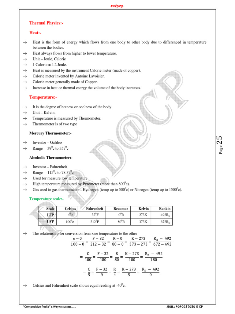 Units of Heat and Temperature in Physics | PDF | Mole (Unit) | Heat