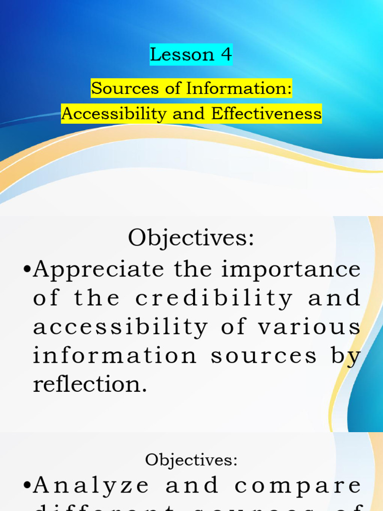 Lesson 4. Effectiveness and Accessibility - Fin | PDF | Information ...