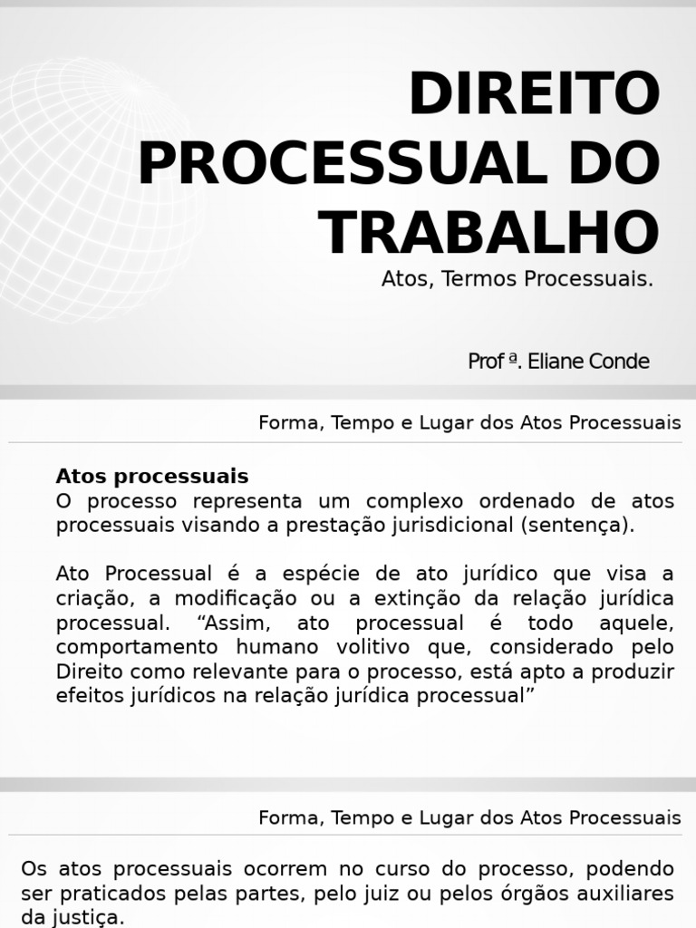Aula de Forma, Tempo e Lugar Dos Atos Processuais 2021 - Aula 4 | PDF ...
