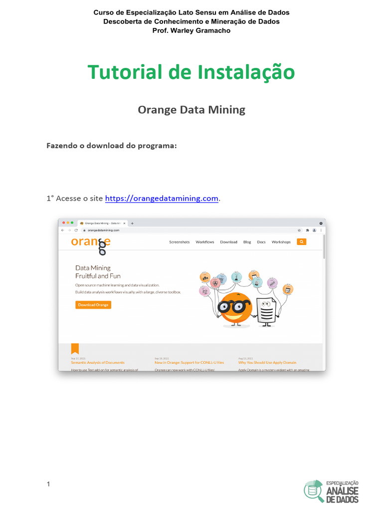 Tutorial de Instalação do Orange Data Mining | PDF