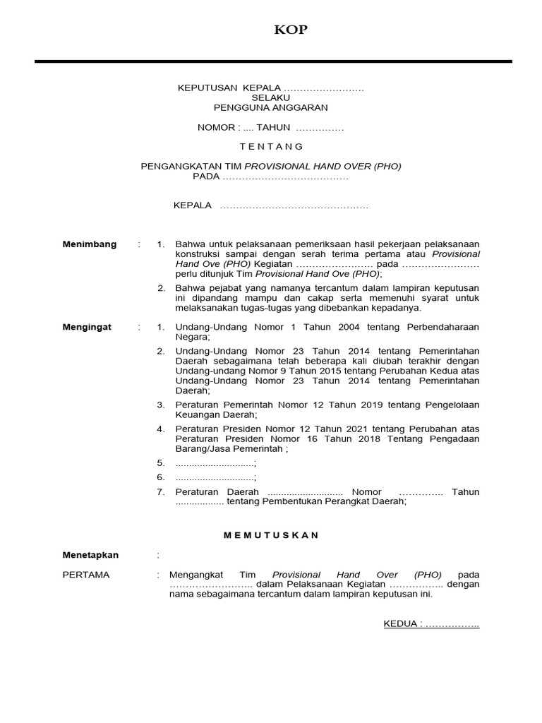 Contoh SK Tim PHO | PDF