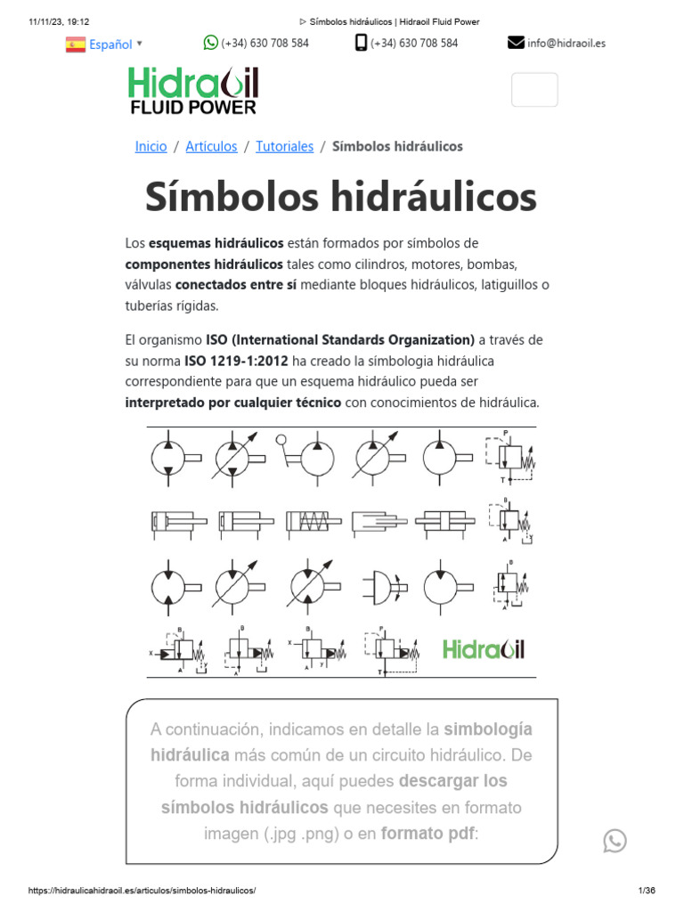 Símbolos Hidráulicos - Hidraoil Fluid Power | PDF | Bomba | Solenoide