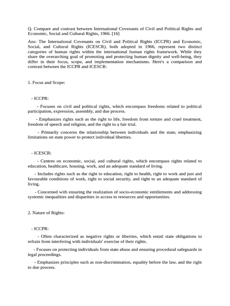 680c87399f8bd - Note 5 On ICCPR & ICESCR | PDF | Human Rights | Rights