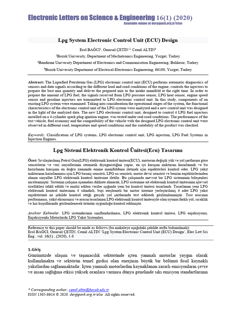 LPG System Electronic Control Unit ECU D | PDF