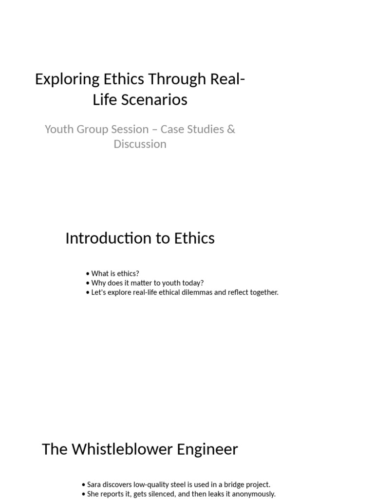 Youth Ethics Case Studies Pdf
