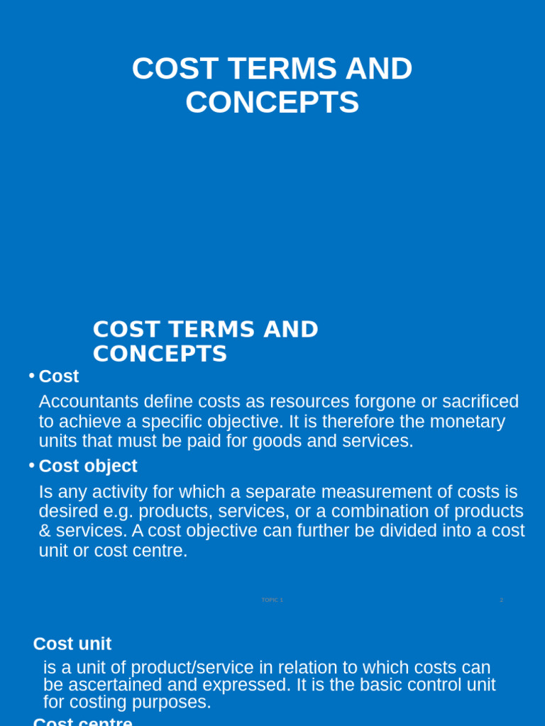 Topic 3 Cost Terms & Concept 1 | PDF | Cost | Opportunity Cost