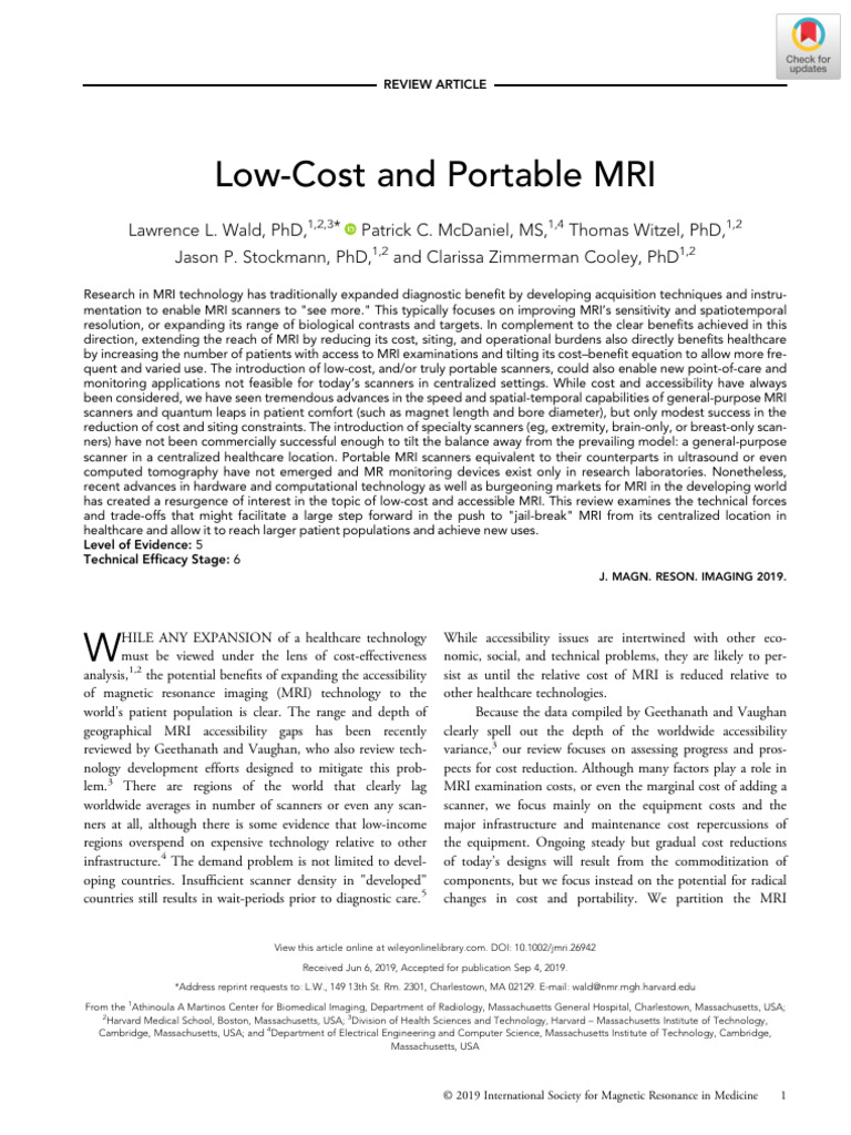 Low-Cost Portable MRI Innovations | PDF | Magnetic Resonance Imaging ...