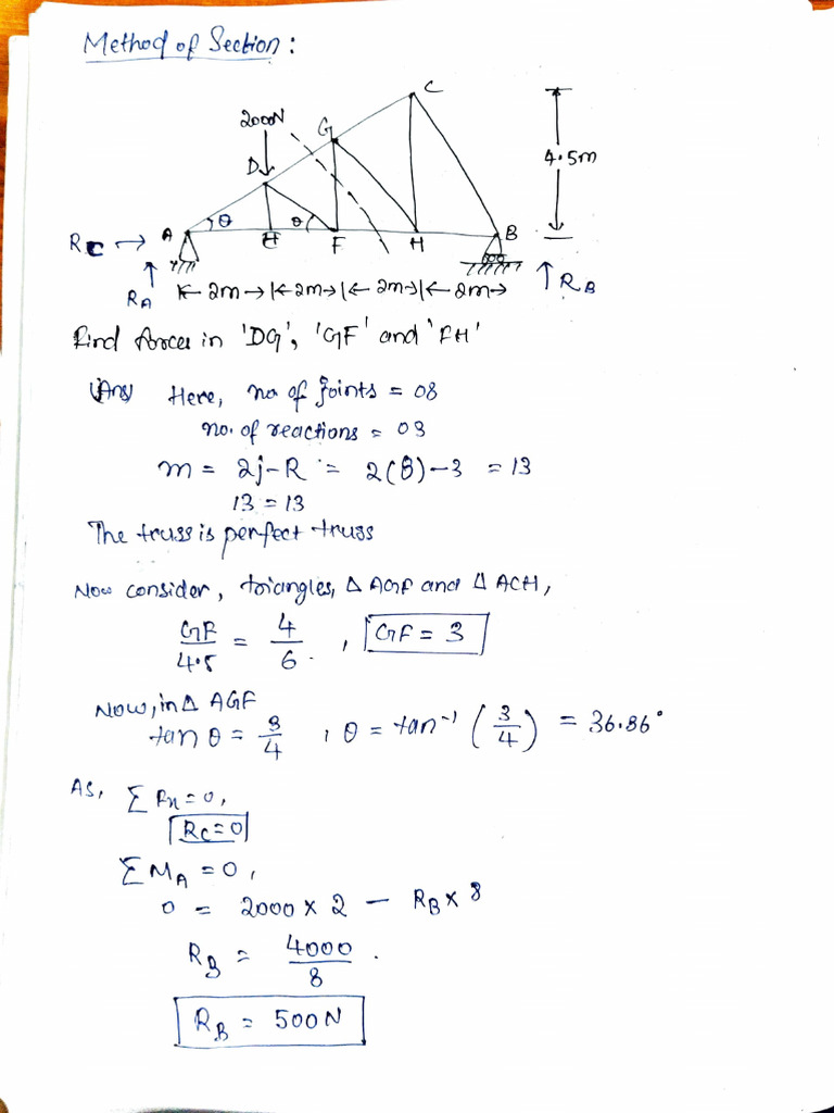 Truss Method of Sections Analysis | PDF