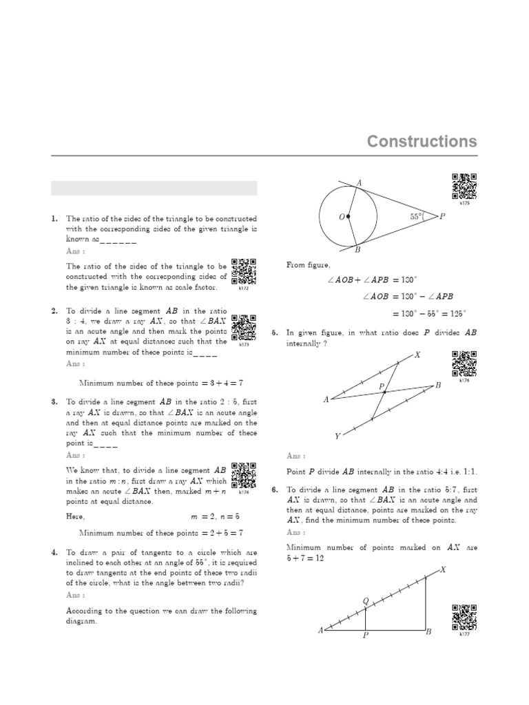 Maths QB (CH - 11 - Construction) | PDF | Circle | Perpendicular