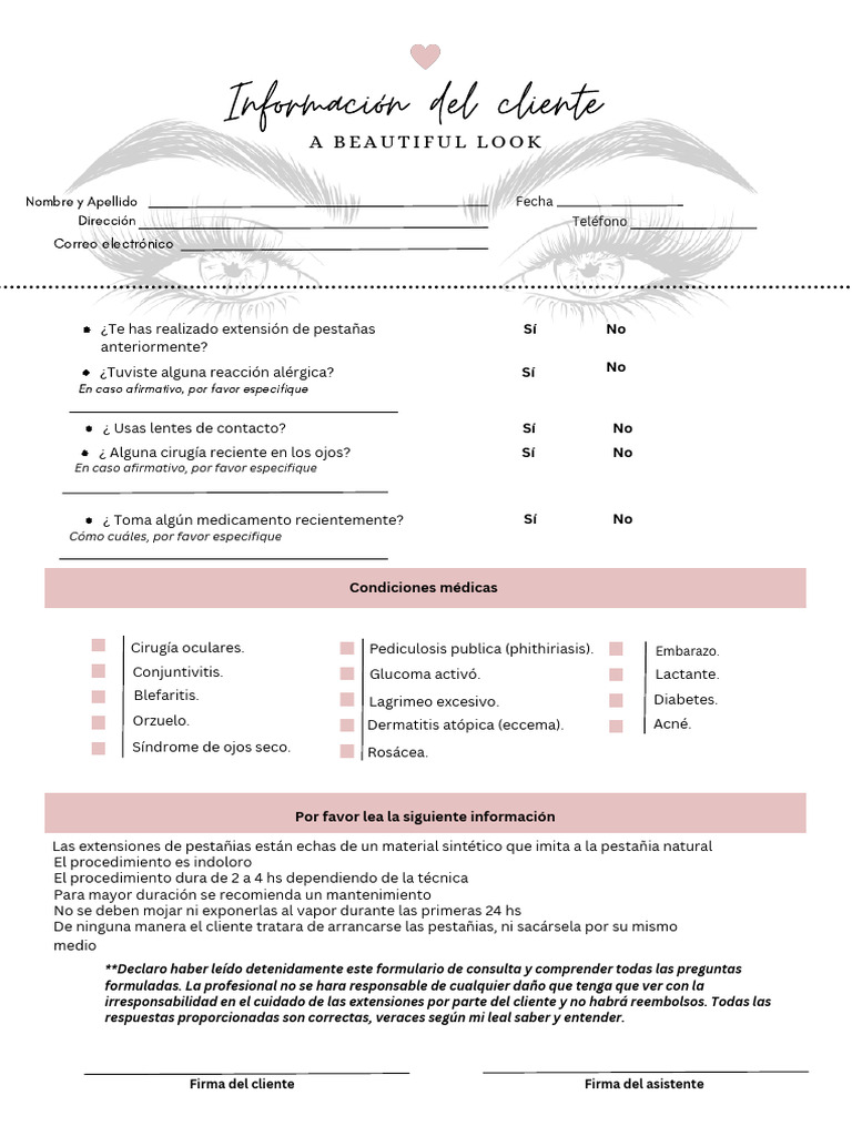 Pink and White Simple Nail Salon Client Information Form - 20250720 - 170600 - 0000 | PDF ...