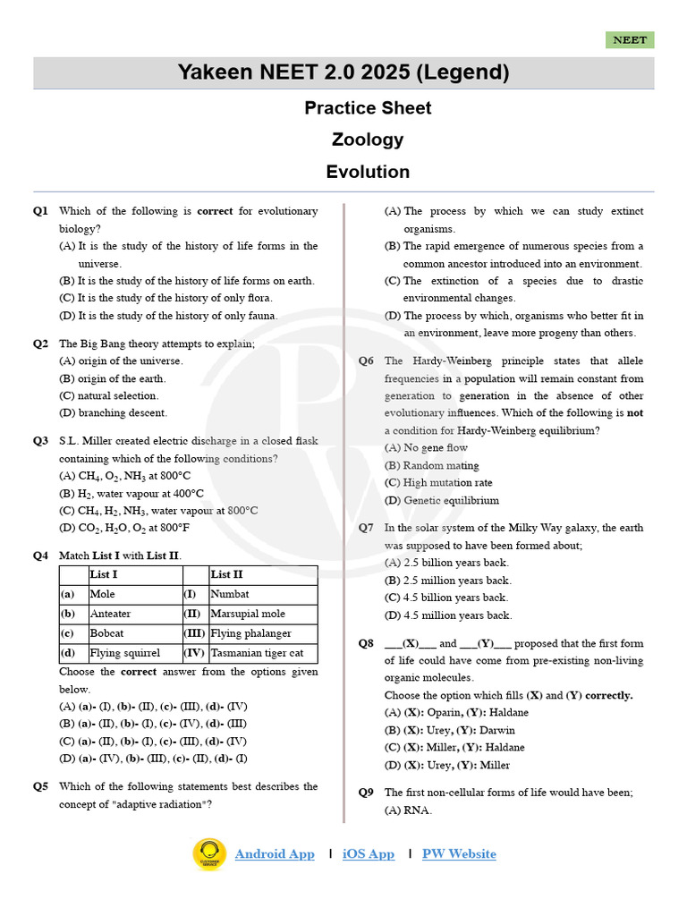 Evolution Practice Sheet 60 | PDF | Homo | Evolution