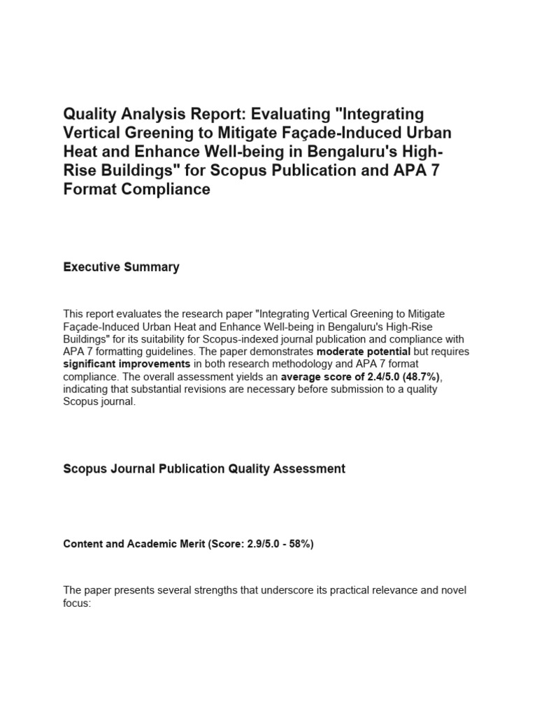 Quality Analysis for Scopus Submission | PDF | Statistics | Methodology