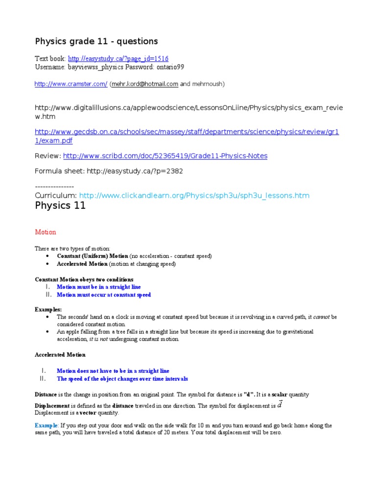 Physics 11 | PDF | Acceleration | Force