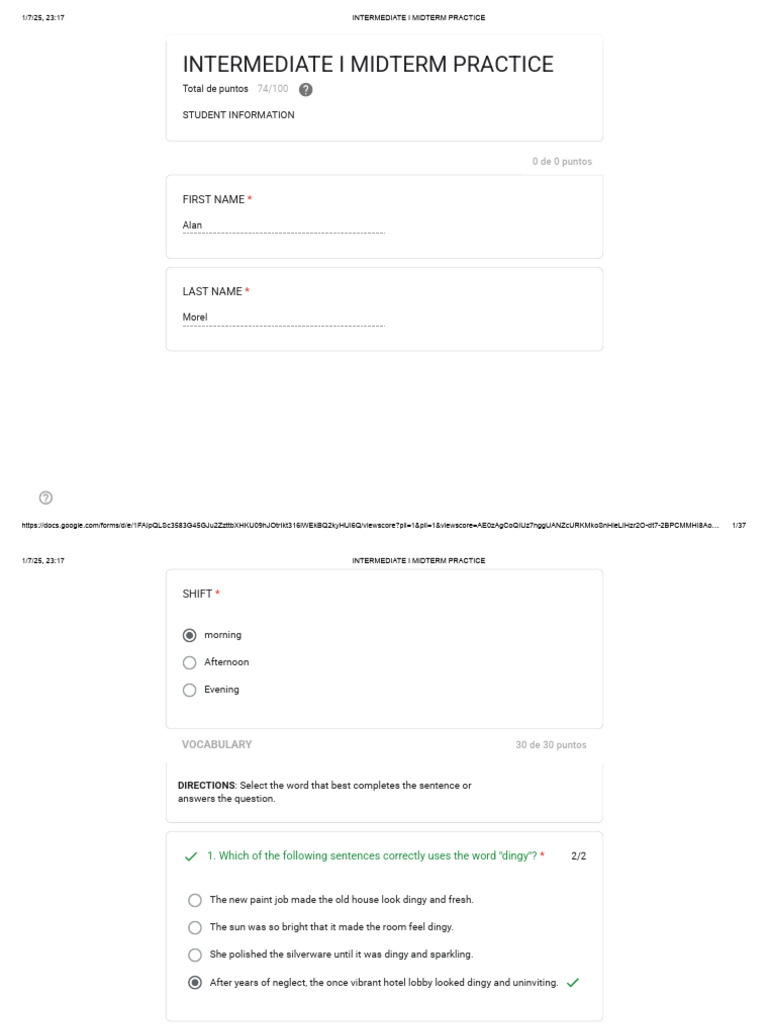 Intermediate I Midterm Practice | PDF | Detroit