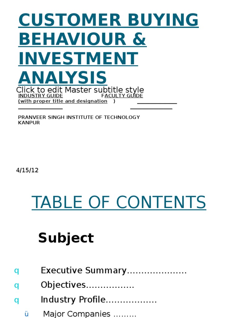 Customer Buying Behaviour & Investment Analysis | PDF | Survey ...