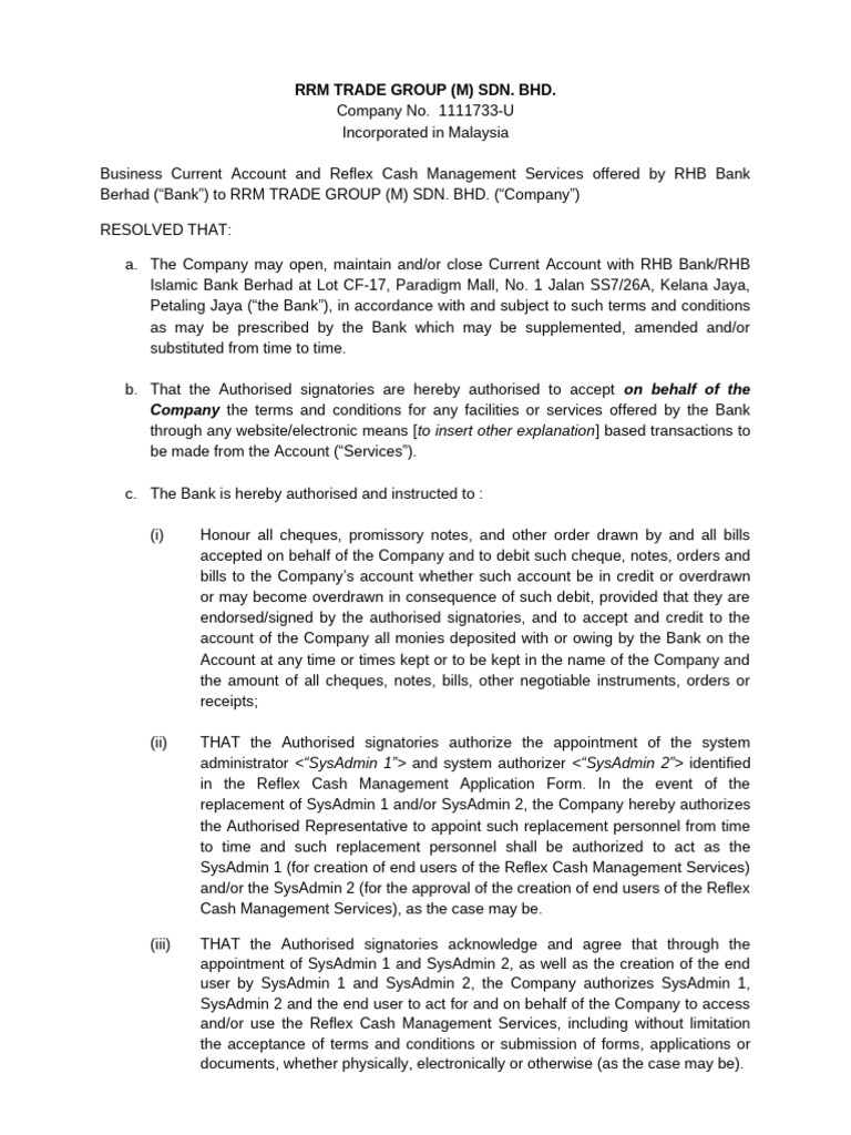 RHB Account Resolution for RRM Trade Group | PDF | Transaction Account ...