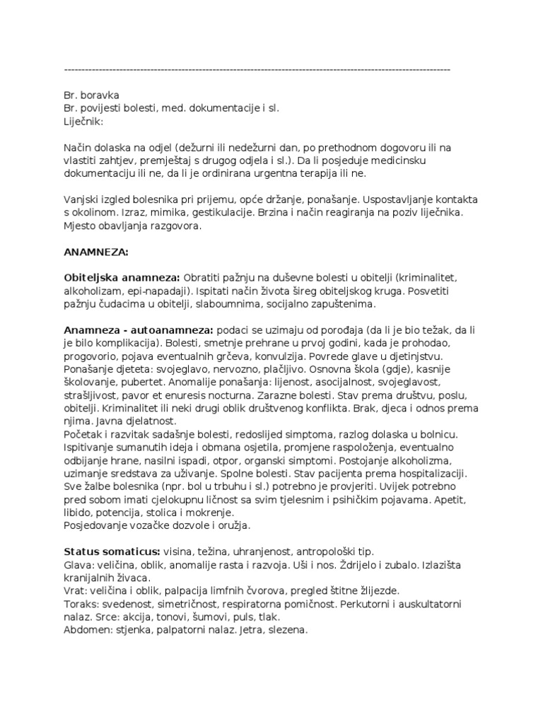 Psihijatrijska Anamneza | PDF