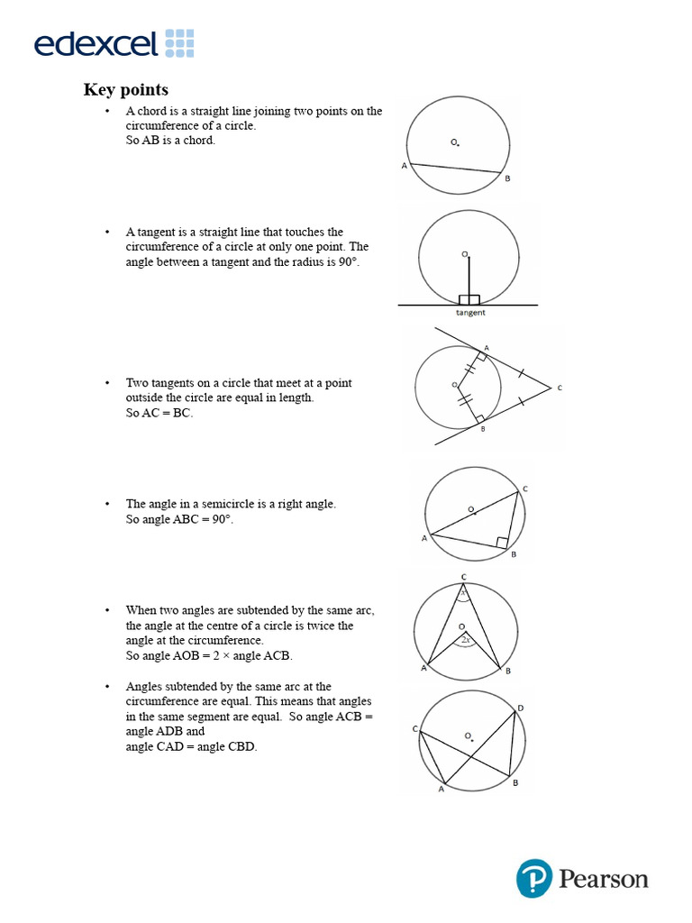 Circle Theorems for Class 10 | PDF