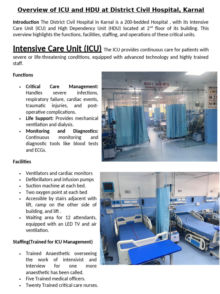ICU and HDU Overview at Karnal Hospital | PDF | Intensive Care Unit ...