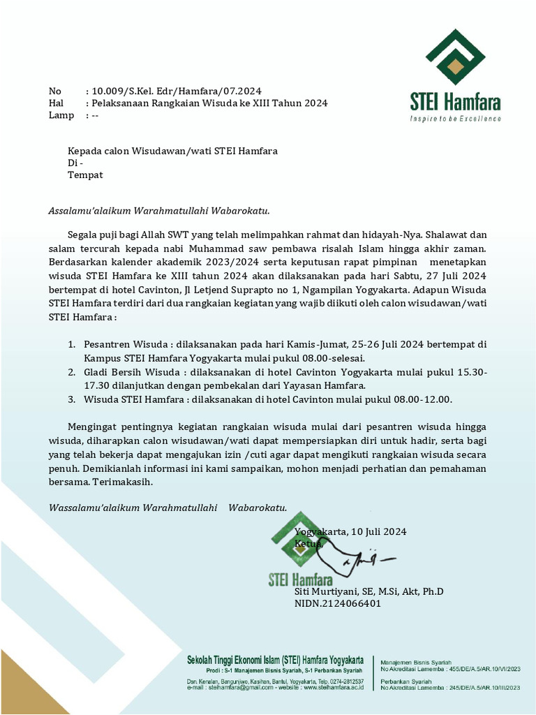 Rangkaian Wisuda STEI Hamfara 2024 | PDF