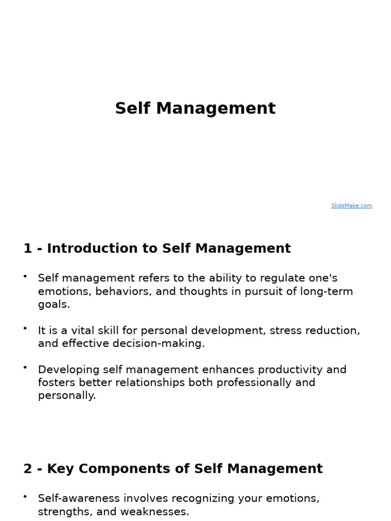 Self Management | PDF
